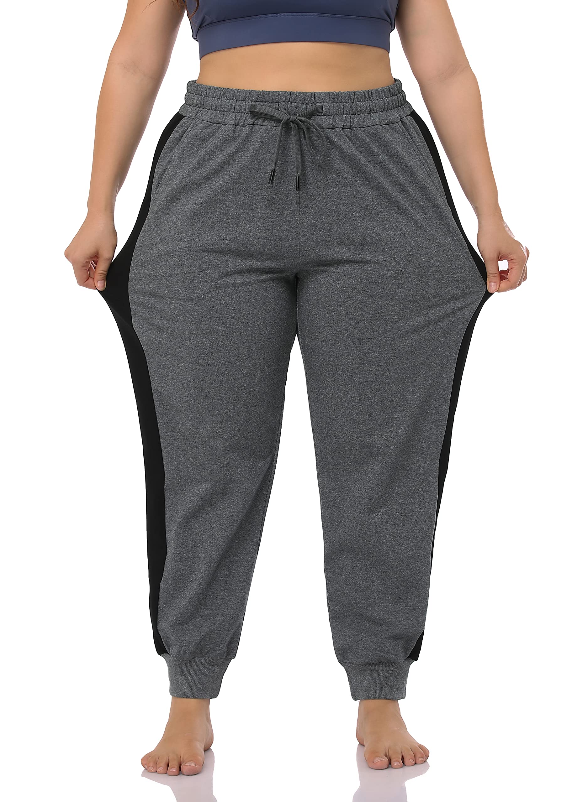 ZERDOCEAN Women's Plus Size Sweatpants Jogger Workout Pants Active Wear Casual Lounge Pants Drawstring Dark Gray 2X