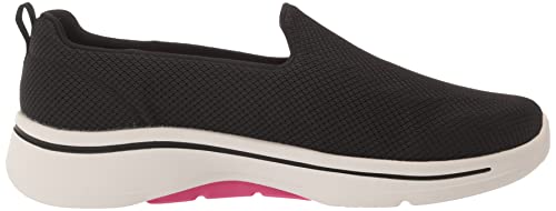 Skechers Women's Go Walk Arch Fit-Grateful Sneakers, Black/Hot Pink, 7.5