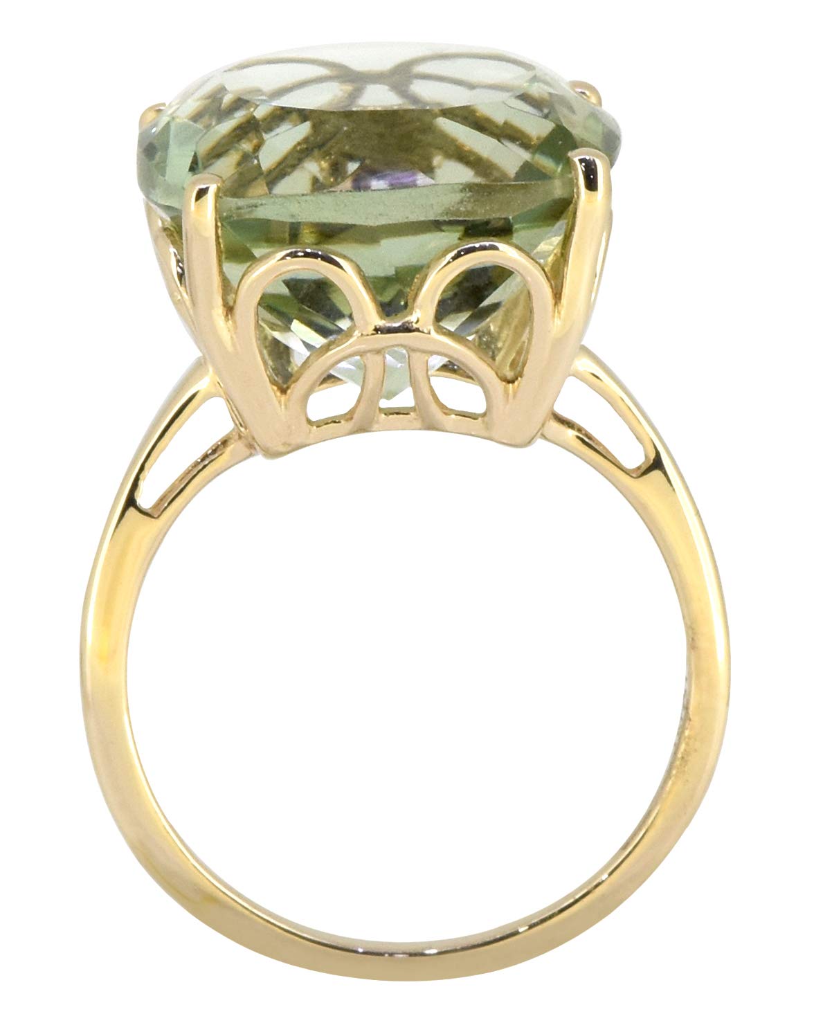 YoTreasure Green Amethyst Solid Sterling Silver Gold Plated Statement Ring Jewelry