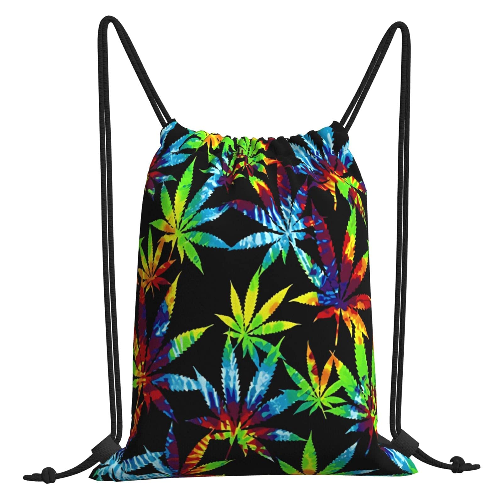 Tie Dye Weed Drawstring Backpack Bag Sport Gym Sackpack Waterproof Cinch Bags for Workout Yoga Beach Travel Camping