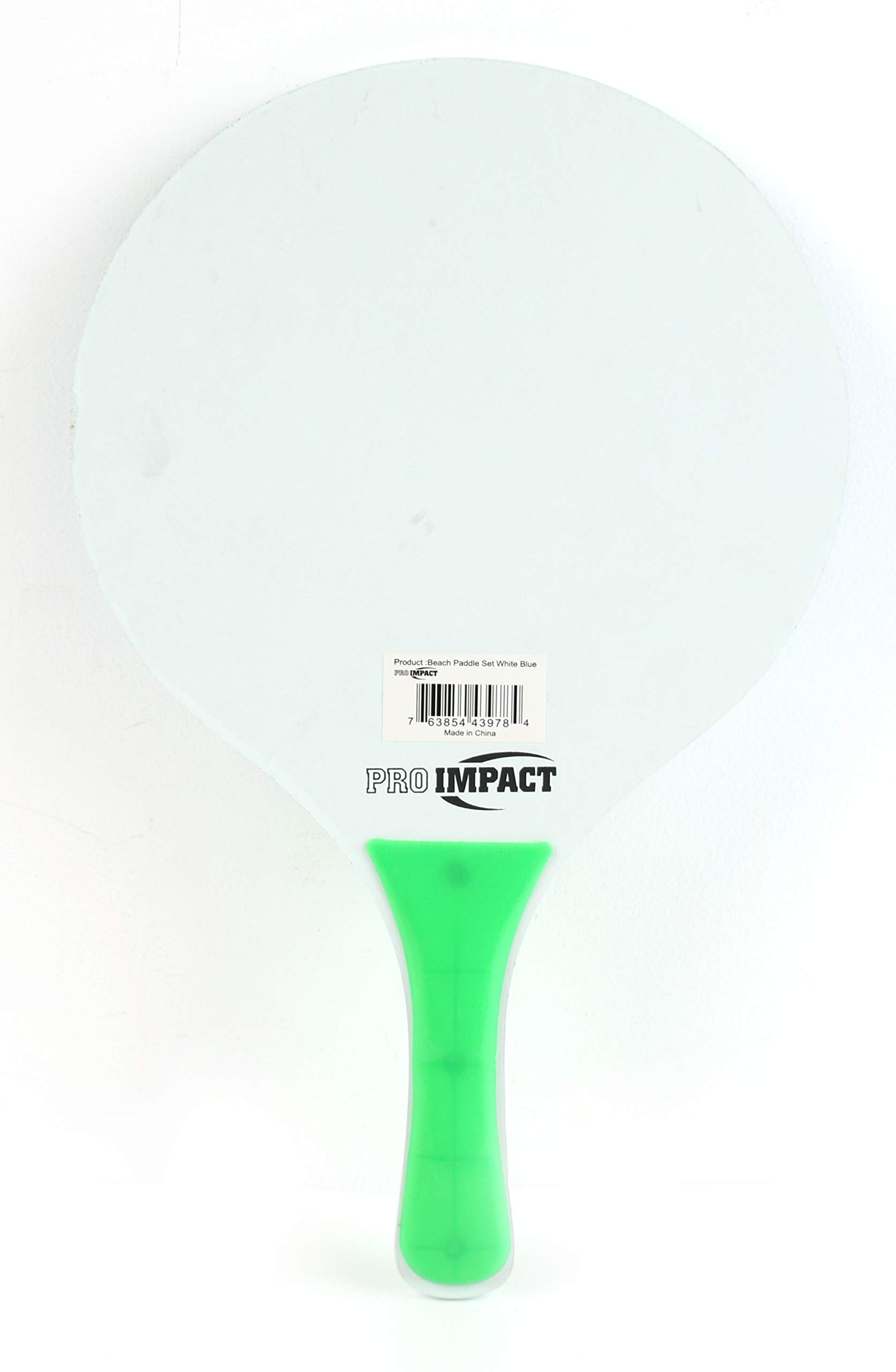 Pro Impact Beach Paddle Ball Set Comes with 2 Wooden Paddles with Plastic Handle and 1 Ball in a mesh Bag Beach Play Family Games White Blue