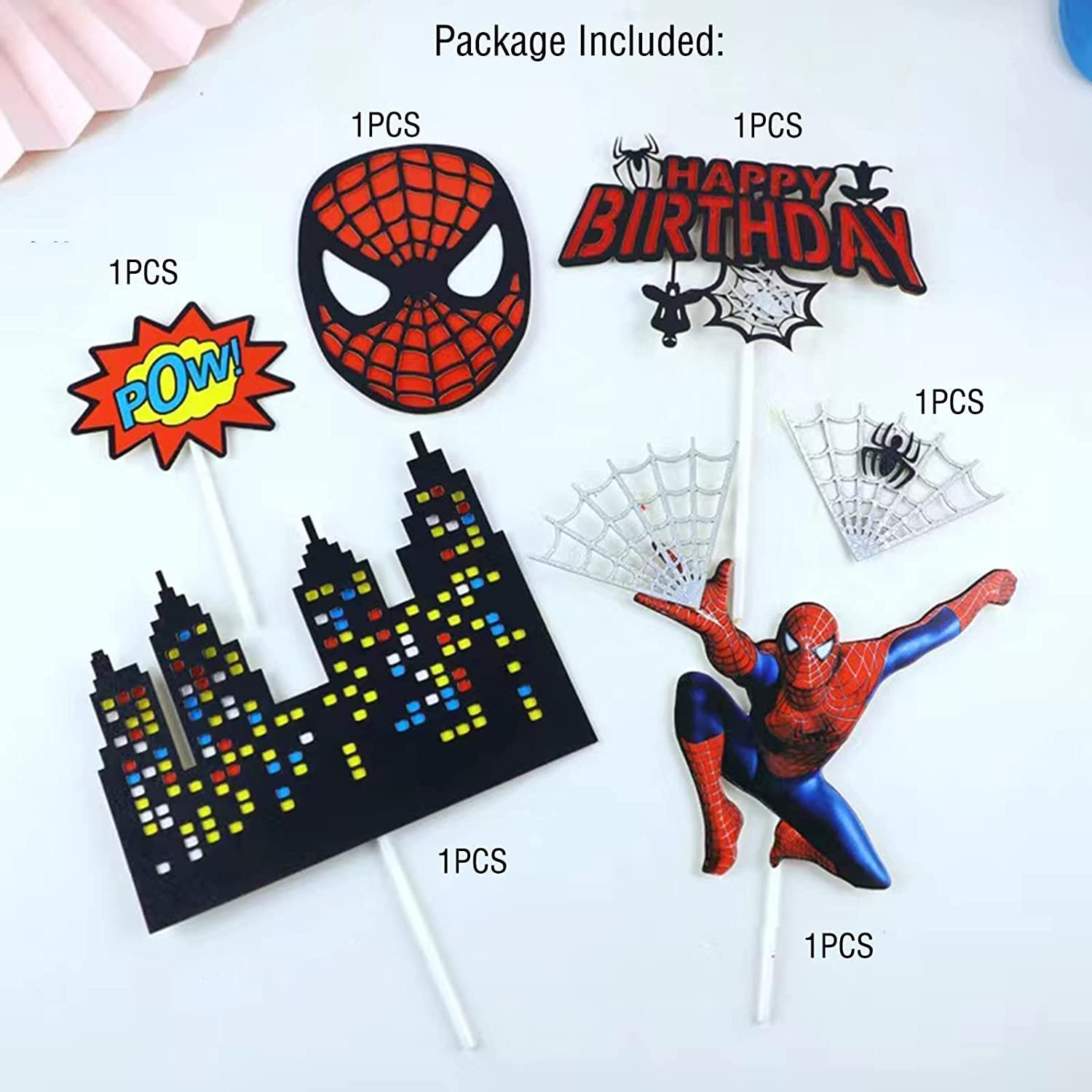 Superhero Cake Toppers for Kids Birthday Superhero Theme Cake Decorations (6PCS)