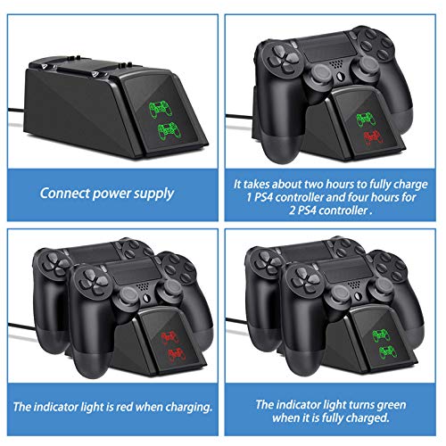 Tohilkel PS4 Controller Charger Station for Sony Playstation 4/ 4Pro/ 4Slim Dual Fast Charging Dock