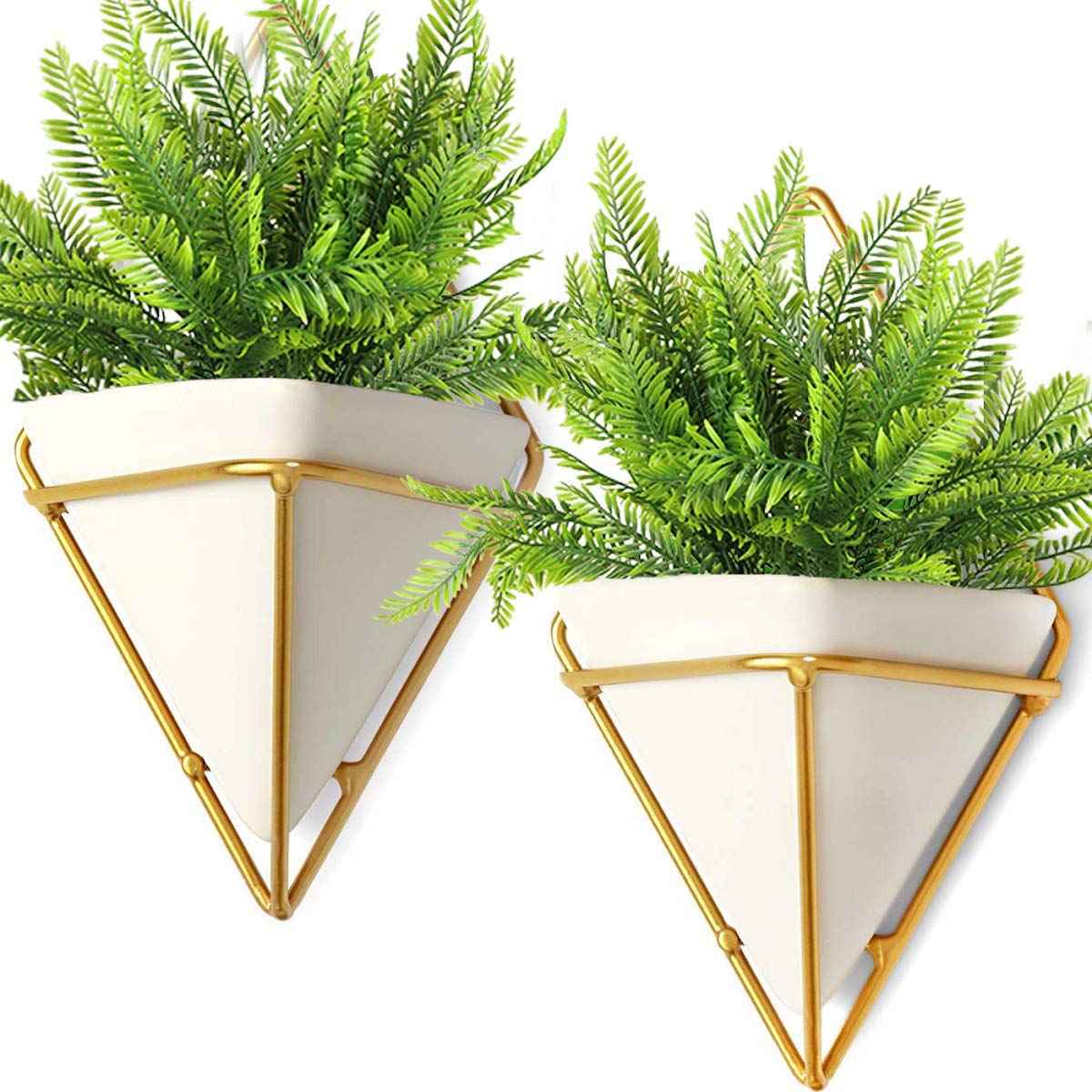 Rinlong 6Pcs Artificial Boston Fern Greenery Fake Plants Outdoor UV Resistant Plants Faux Fern for Outdoors Hanging Planter Decor