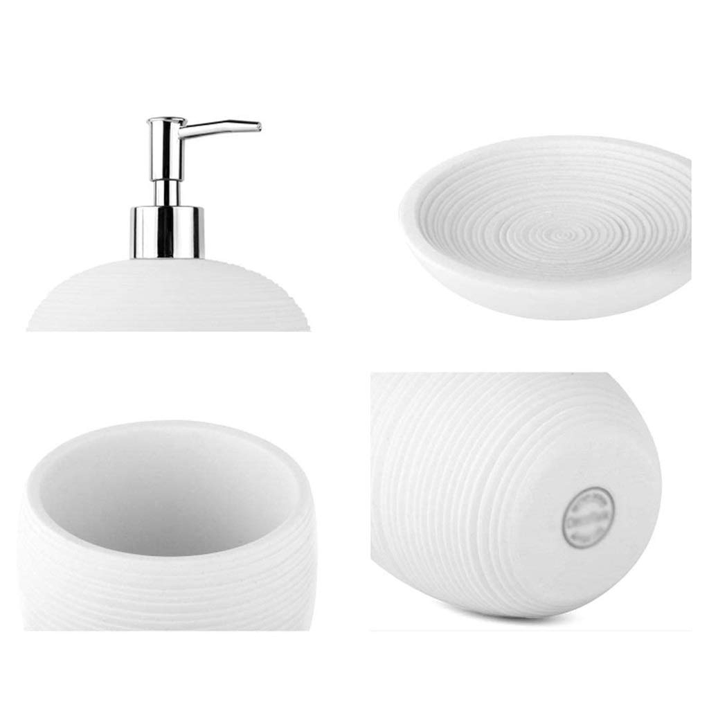 Soap Dispenser Hand Soap Dispenser Bathroom Accessories Set, 4 Pieces Resin Bath Ensemble White Brushed Sphere Soap Dispenser Pump,Tumbler, Soap Dish Manual Soap Dispenser Soap Dispenser with Pump ( C