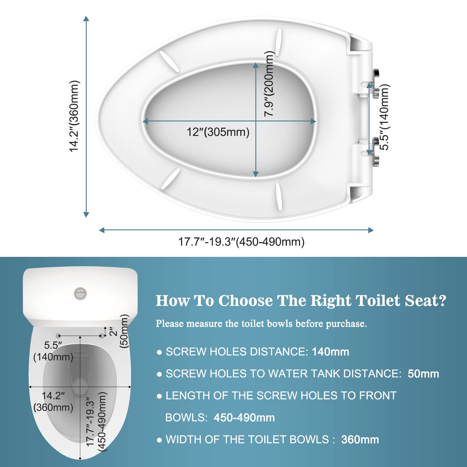 Toilet Seat Elongated Soft Close with Quick Release Hinges MUYE Never Loosen White Toilet Seats No Slamming Easy Installation & Clean