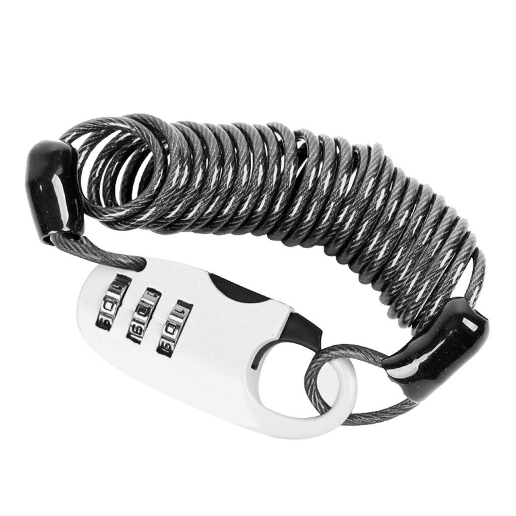Zerlibeaful Lock Helmet Lock Bike Travel Cycling Lock Lock Bicycle Portable Combination Code Bike Accessories 700c Bike (Silver, One Size)