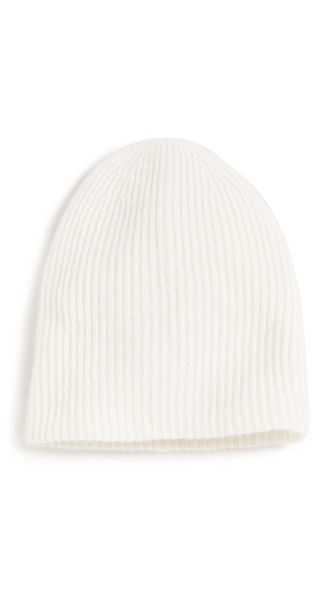 White + Warren Women's Plush Rib Cashmere Beanie, Soft White, One Size