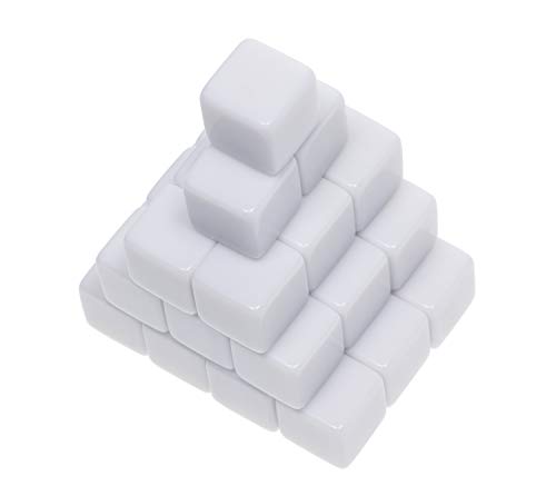 Shapenty 16MM White Acrylic Uniform Blank Dice Cubes for Classroom Board Games, DIY Sticker, Math Counting Teaching, Party Favor, Fun, Alphabet Numbers Puzzle Building Blocks Custom Dice Making, 30PCS