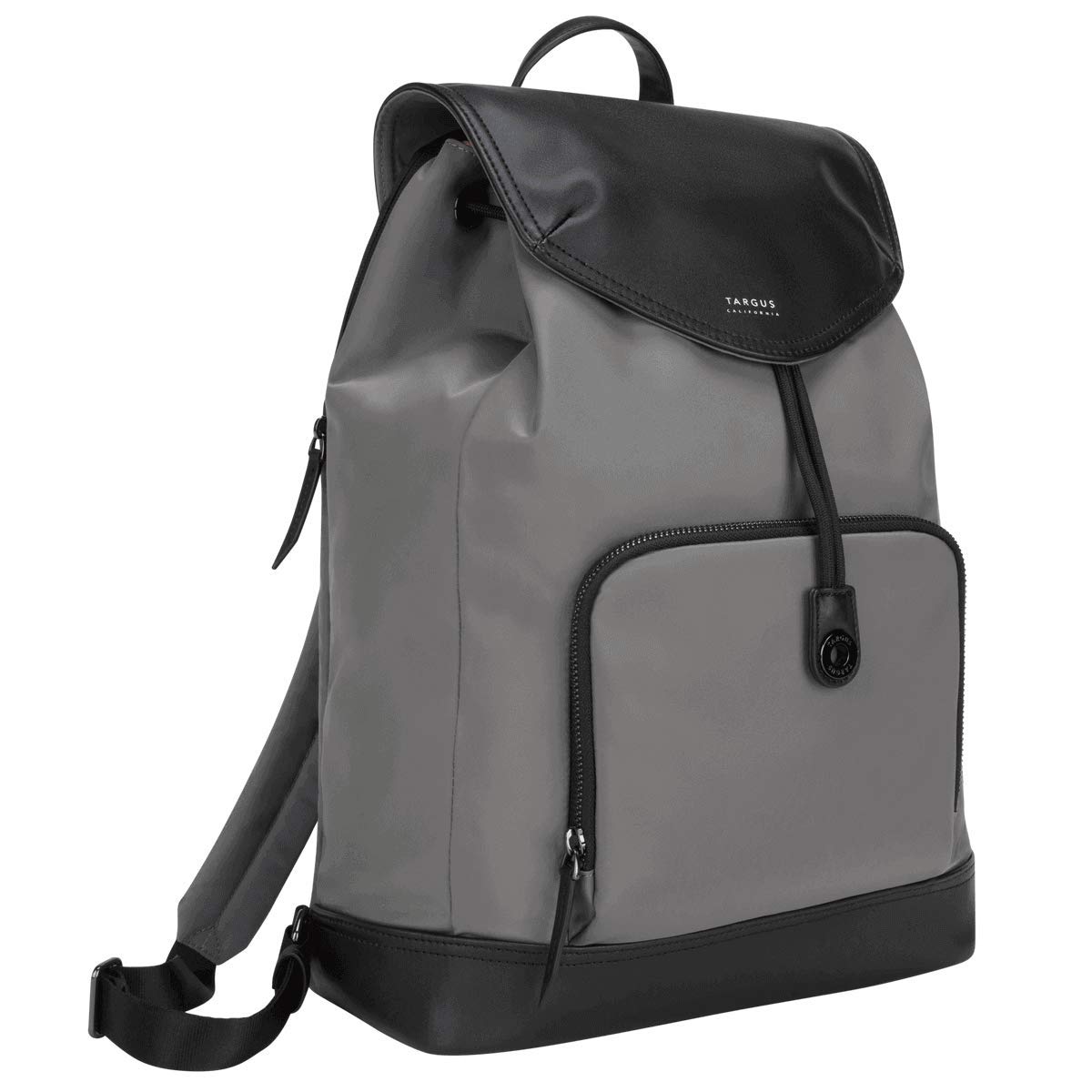 Targus Newport Drawstring Travel and Commute Backpack, Sleek Professional Design with Water-Repellent Nylon, Magnetic Secure Closure, Protective Sleeve fits 15-Inch Laptop, Gray (TSB96404GL)