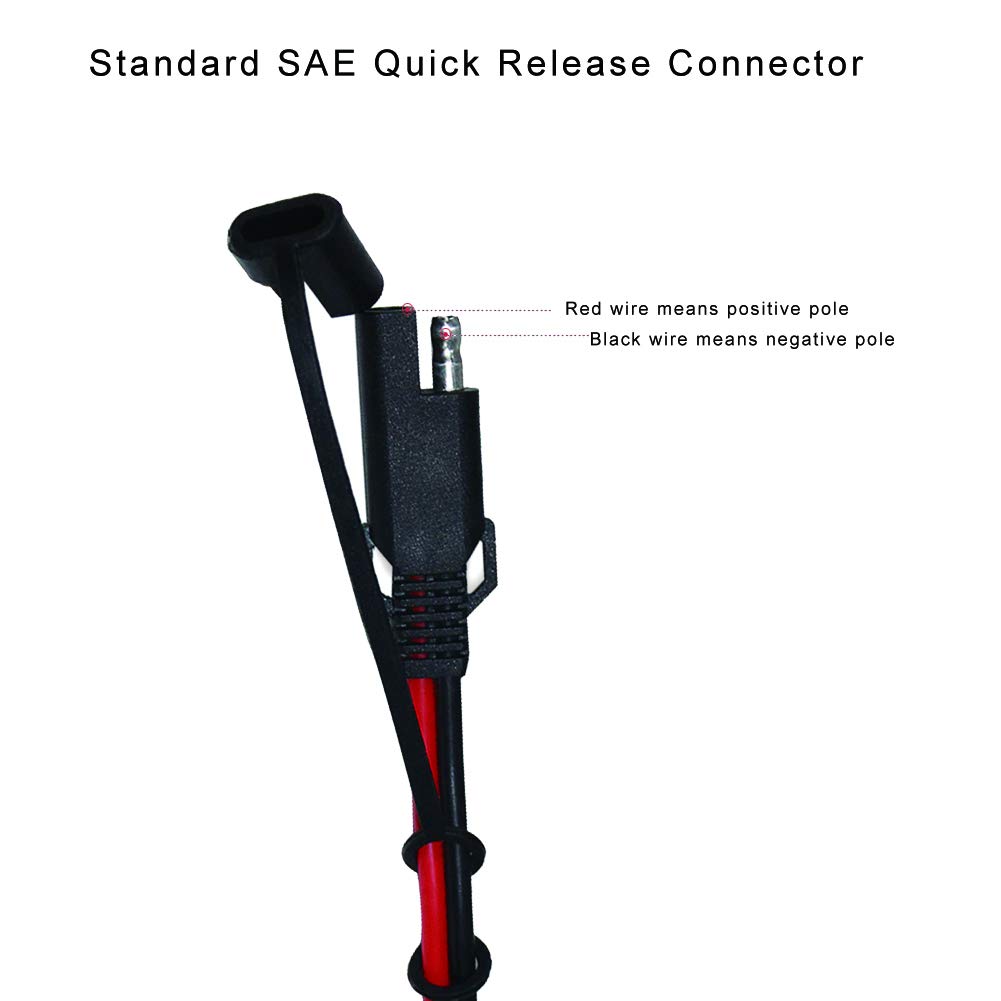SPARKING 20FT SAE Extension Cable 16AWG- SAE to SAE Extension Cord 20FT, SAE 2Pin Bullet Quick Connect 16awg Heavy Duty Wire Harness with Waterproof Cap