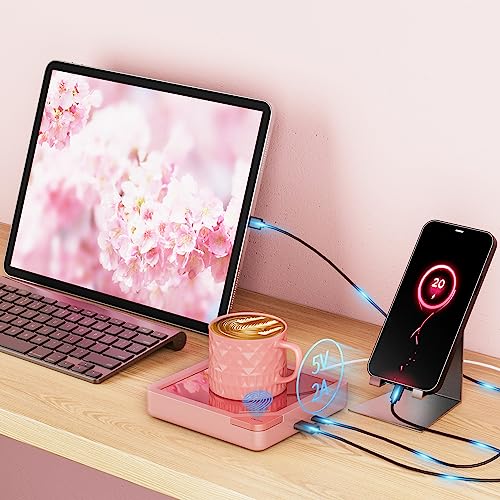 USB Coffee Mug Warmer:Smart Electric Coffee Cup Warmer for Desk with Auto Shut Off-Coffee Accessories for Home Office Desk (U1 Pink)