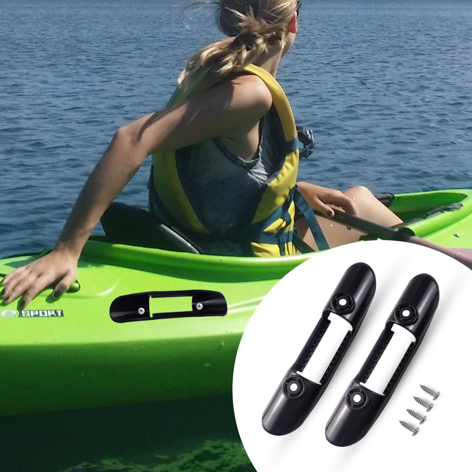 SUKIA Kayak Paddle Holder Kayak Accessories For Fishing Rod Holder For Boat Mount Paddle Clip Universal Plastic Kayak Paddle Holders Compatible With Perception Kayaks(Including Screws) (Black x 2pack)