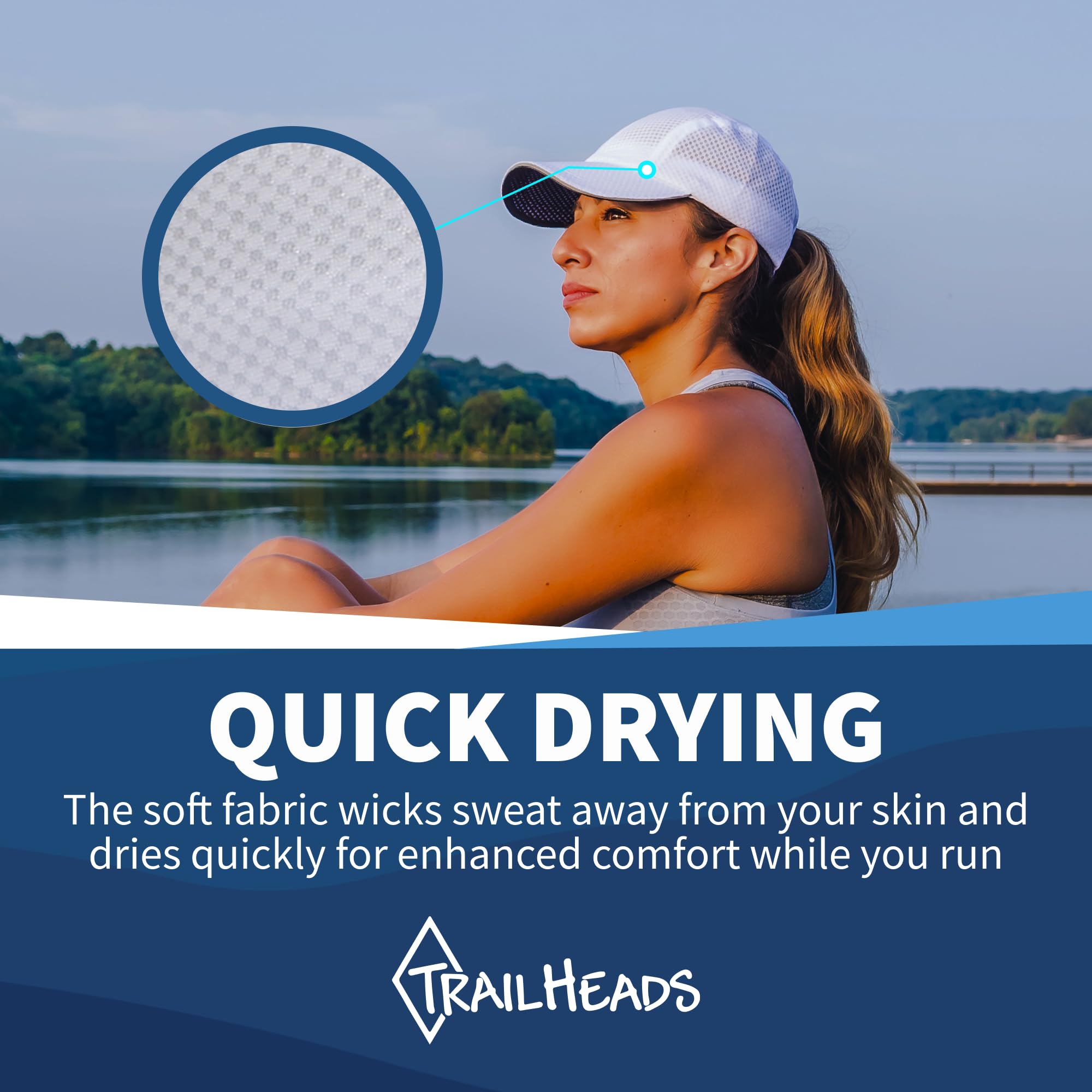 TrailHeads Women's Race Day Performance Running Cap, Lightweight & Quick Drying Mesh Sports Hat with Reflective Trim, Adjustable Fit - White-Cool Green-Pink Punch 3-pk