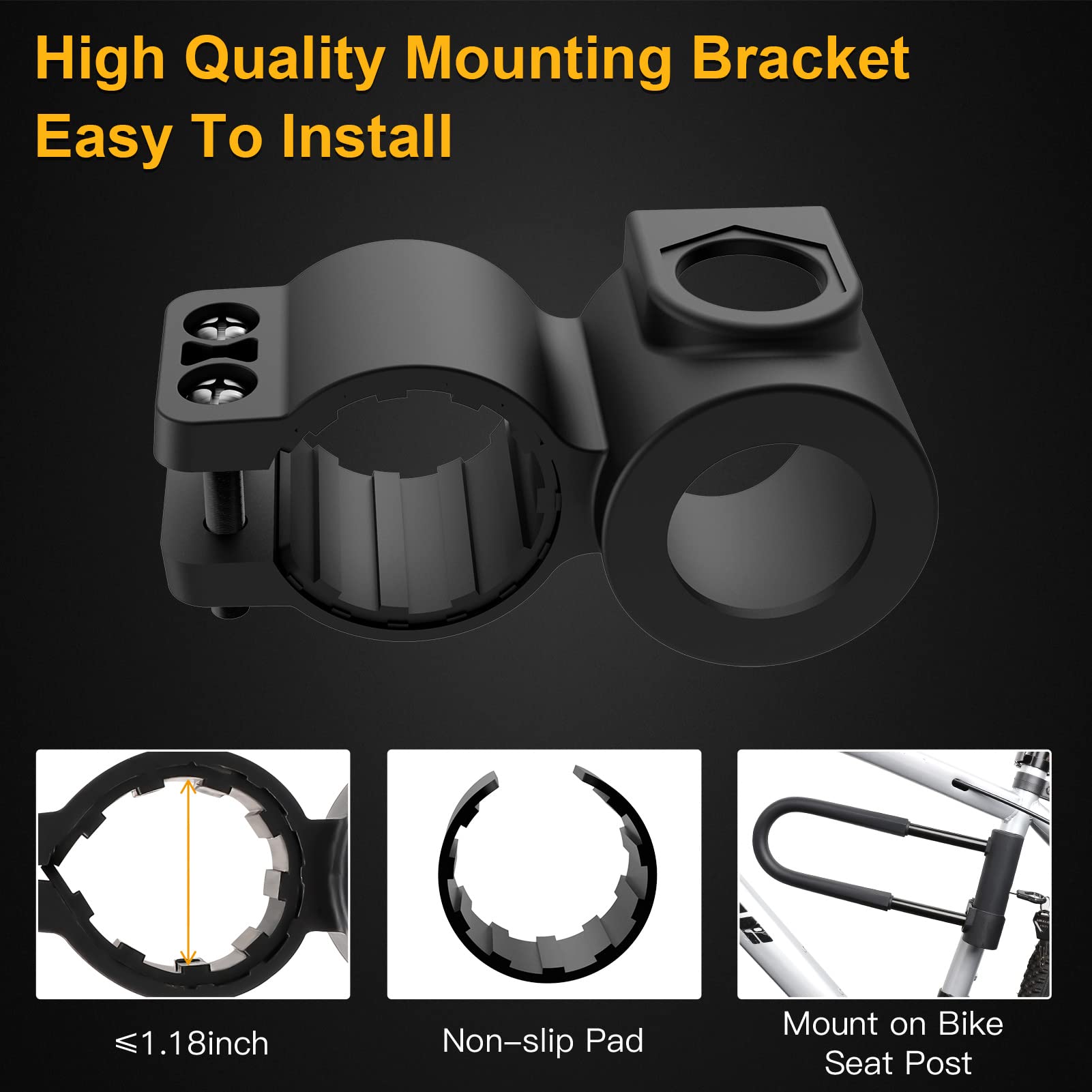 UBULLOX Bike U Lock Heavy Duty Bike Lock Bicycle U Lock, 16mm Shackle and 4ft/6ft Length Security Cable with Sturdy Mounting Bracket for Bicycle, Motorcycle and More, Large