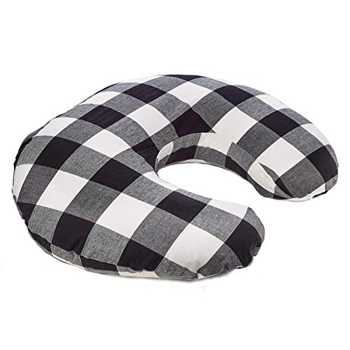 Org Store New Premium Buffalo Check Nursing Pillow Cover | Infant Pillow Slipcover for Breastfeeding Moms (Black & White)