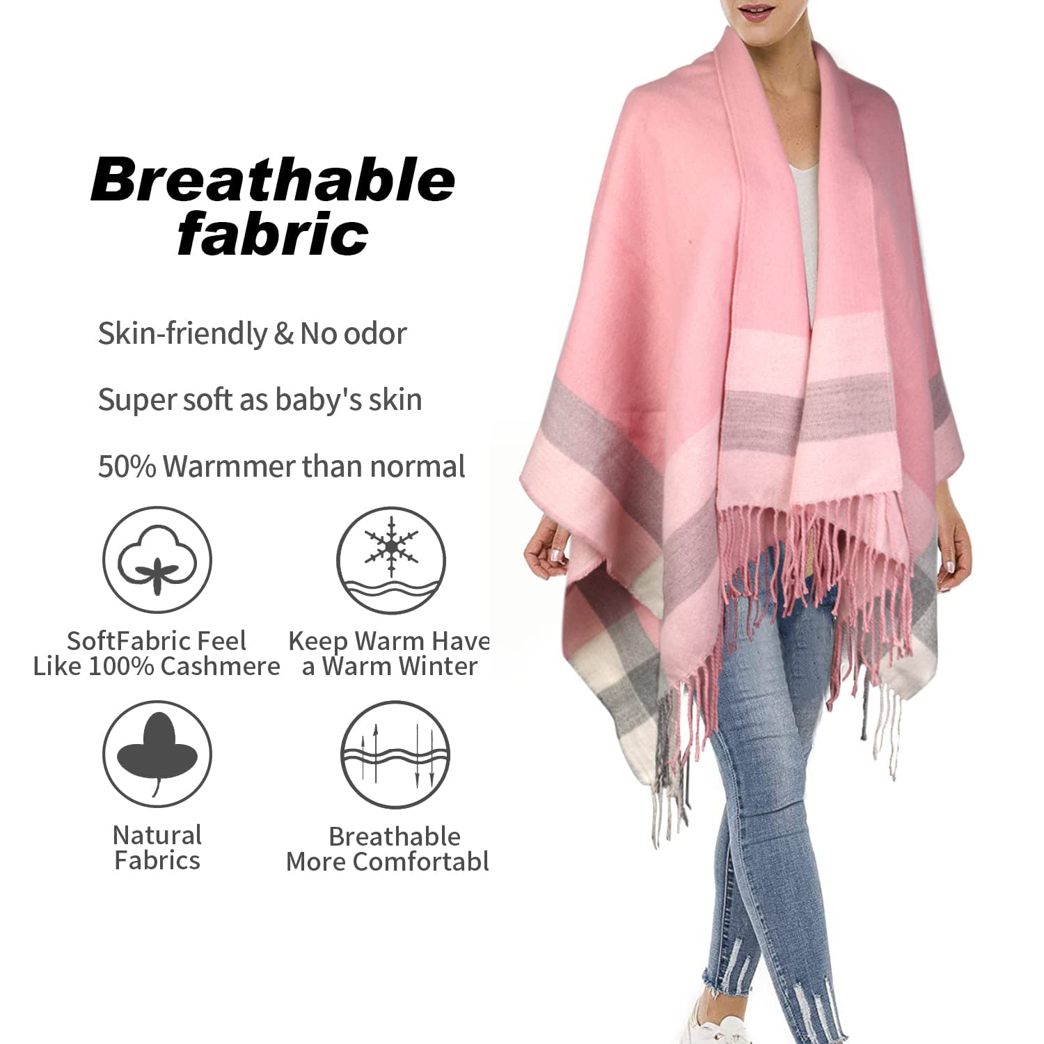 WINUP Women's Shawls Wraps Poncho Sweater Cape Blanket Open Front Scarf Coat for Fall Winter for Women