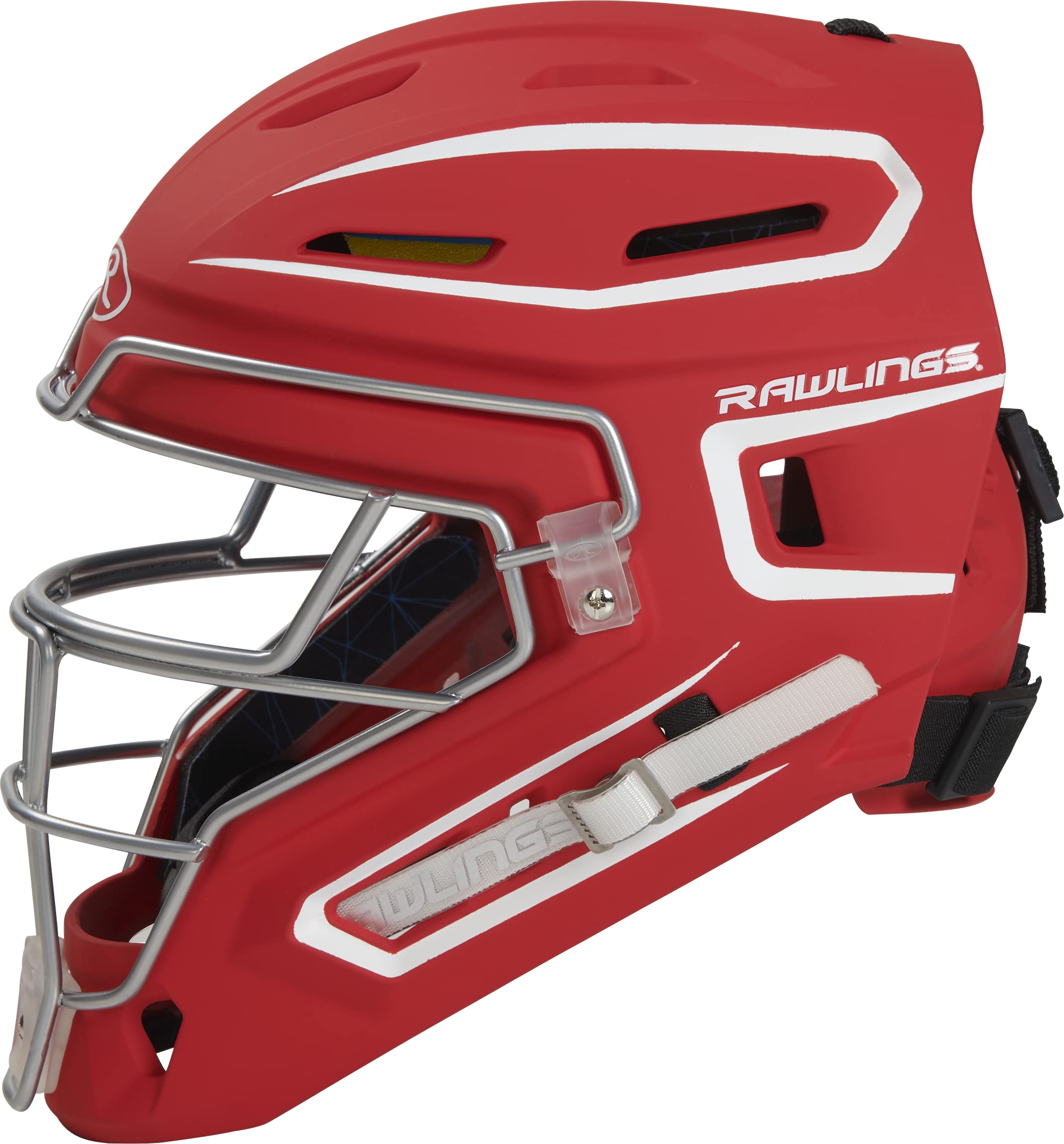 Rawlings | MACH Catcher's Helmet | Baseball | Junior (6 1/2" - 7") | Scarlet/White