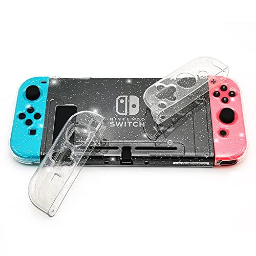 Uchiha Dockable Glitter Case Compatible with Nintendo Switch, Newest Crystal Bling Protective Case with Shock-Absorption and Anti-Scratch Design - Clear Crystal Glitter