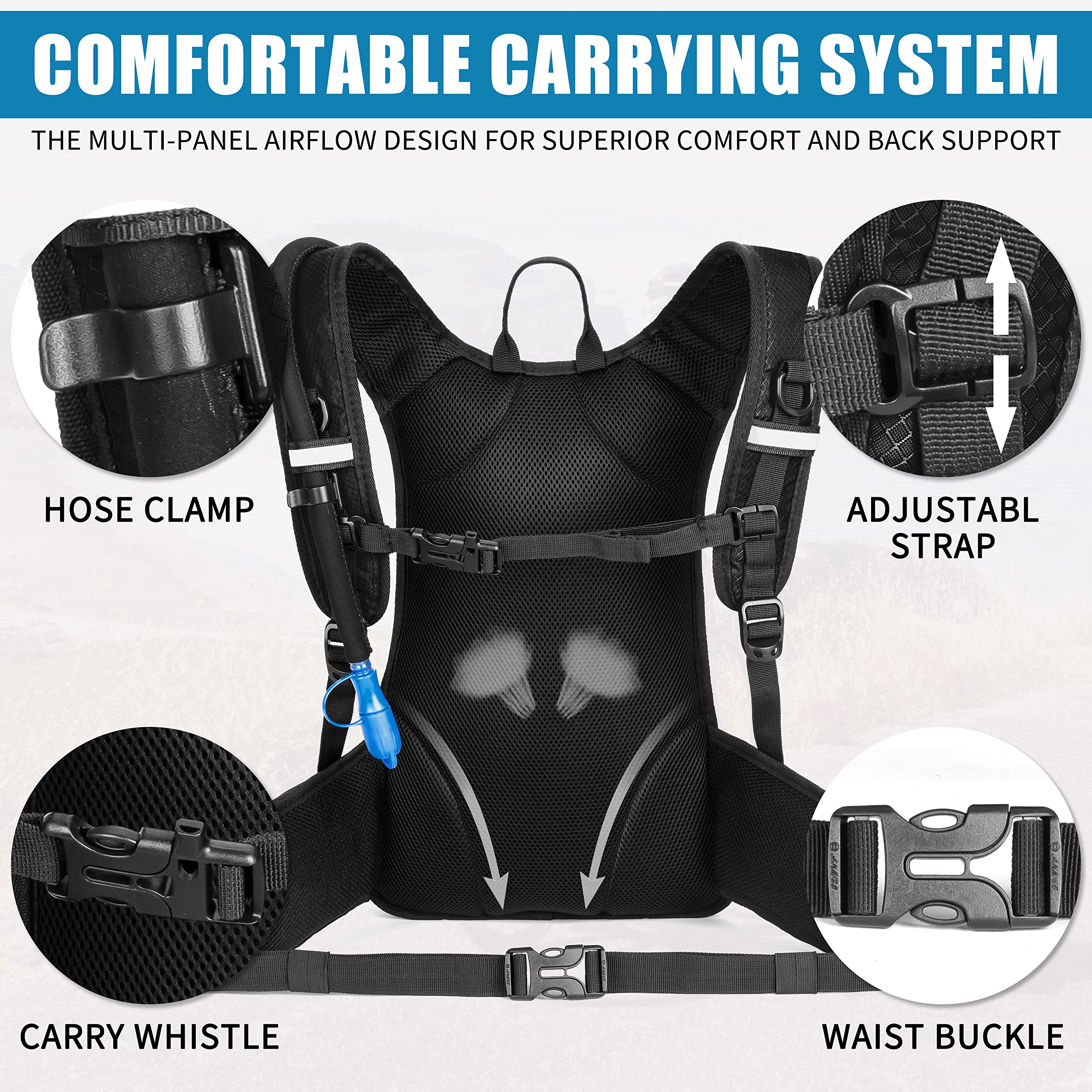 RUPUMPACK Hydration Backpack Insulated Hiking: 15L Hydration Pack for Women Men - Lightweight Water Hydro Backpack Mochila with 2L Bladder for Climbing Cycling Running Rave Biking Festival Trail