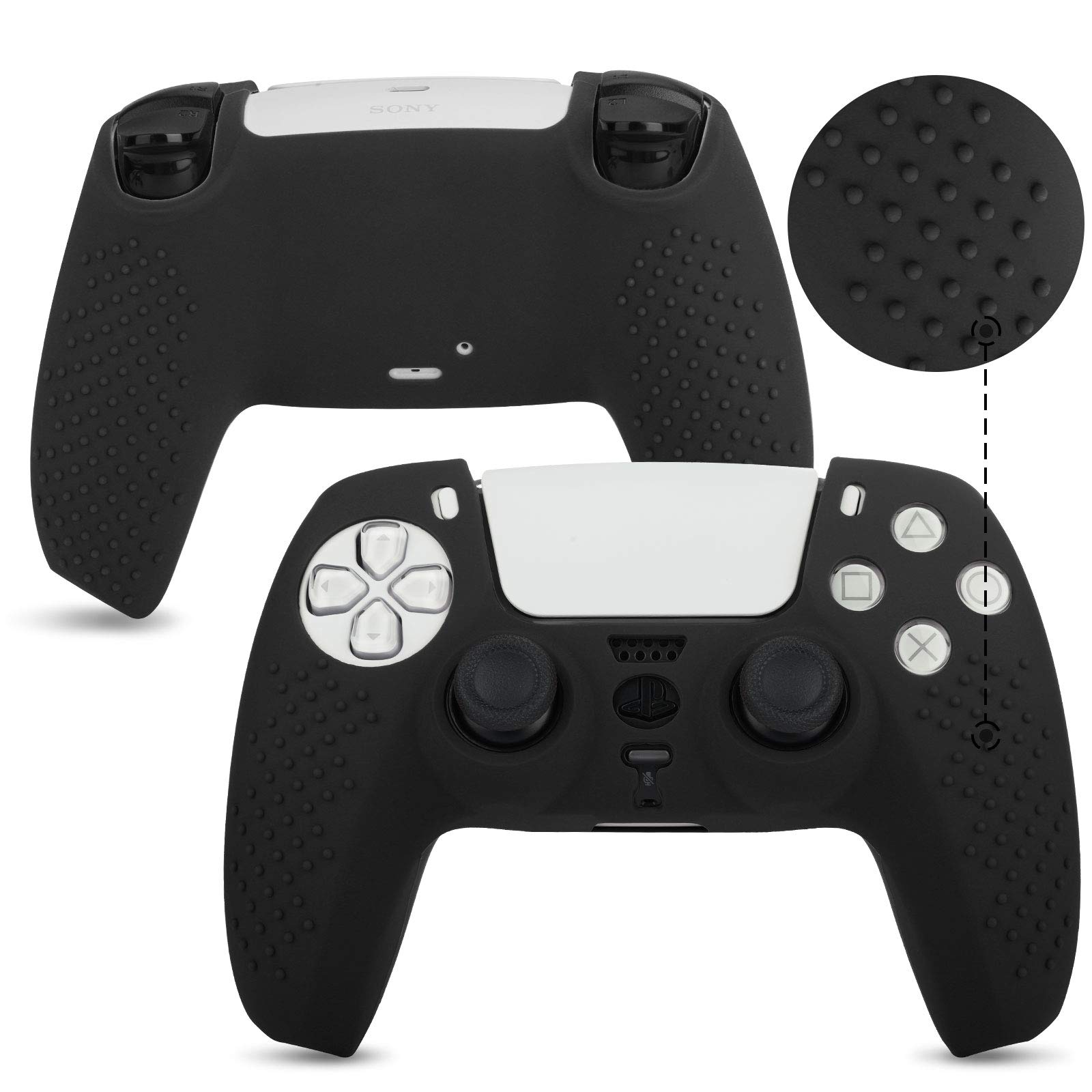 TOMSIN Silicone Skin Cover Cases with 4 FPS Thumb Grips for PS5 Controller (4Pcs)