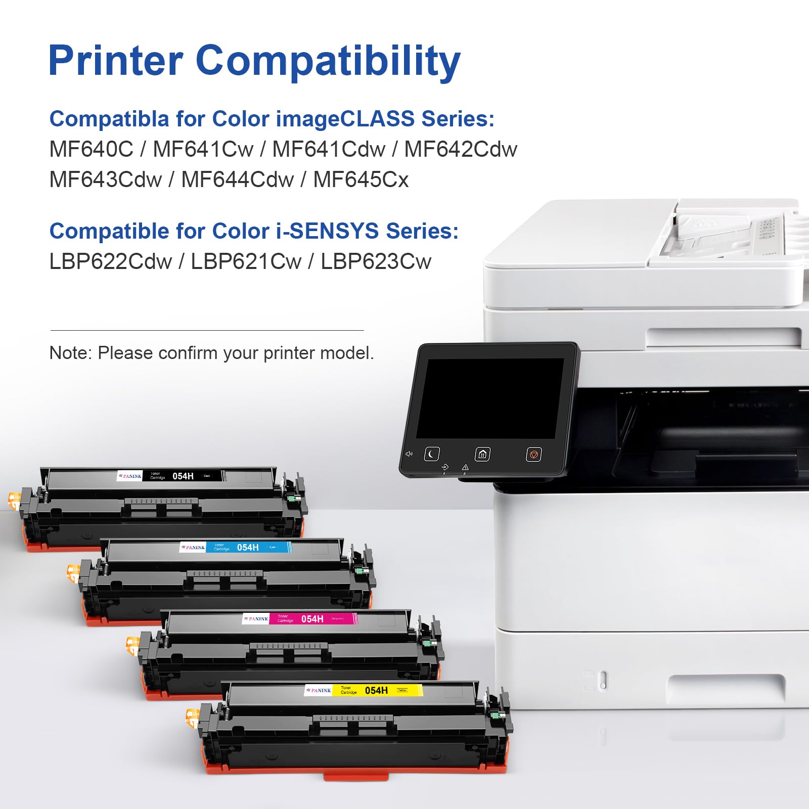 PANINK Compatible 054H High Yield Toner Cartridges Replacement for Canon 054 054H CRG-054 Toner Cartridge Set for Color ImageClass MF644Cdw MF642Cdw MF640C LBP622Cdw LBP620 Printer Ink (4 Pack)