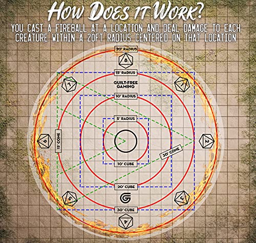 Spell Effect Templates for D&D | Maximize The Effects of Your Spells - Featuring a 30' Cone & 30' Cube, Random Direction Generator, for Use with DND, 5E Pathfinder by Guilt-Free Gaming