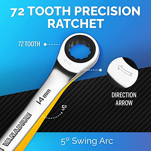 TOOLGUARDS Ratcheting Wrench Set 26 Pieces INCH/MM slim profile with Rack Organizer - Wrenches - 100% Lifetime Satisfaction Guarantee