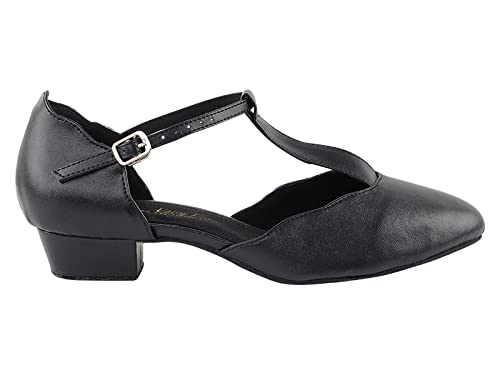 Very Fine Dancesport Shoes - Ladies Practice Latin, Salsa, Ballroom Practice Dance Shoes - 6819FT Black Leather - 1 inch Flat Heel & Canvas mesh Shoe Bag (Black Leather, Size 8)