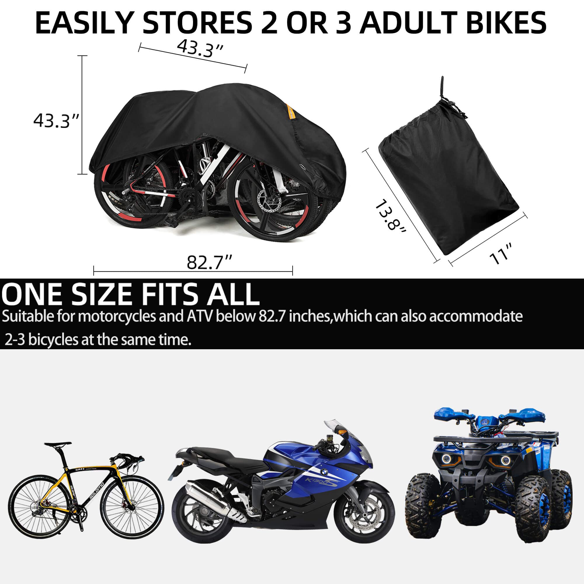 THYWD Bike Cover Waterproof Outdoor 2 or 3 Bicycles Rain Cover