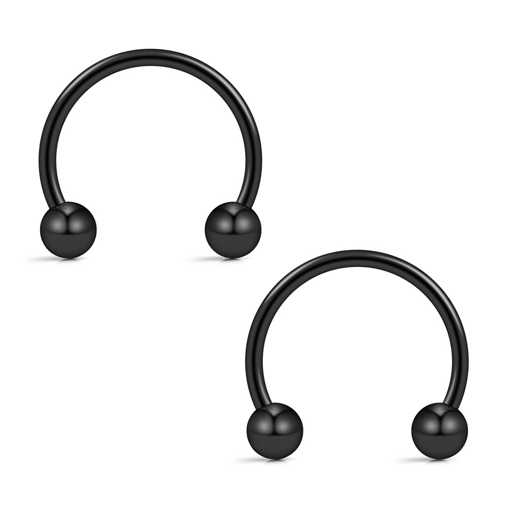 Ruifan 316L Surgical Steel CBR Horseshoe Circular Rings Nose Eyebrow Tragus Lip Ear Hoop Ring Piercing 20G 10MM 12PCS (Mix Color)