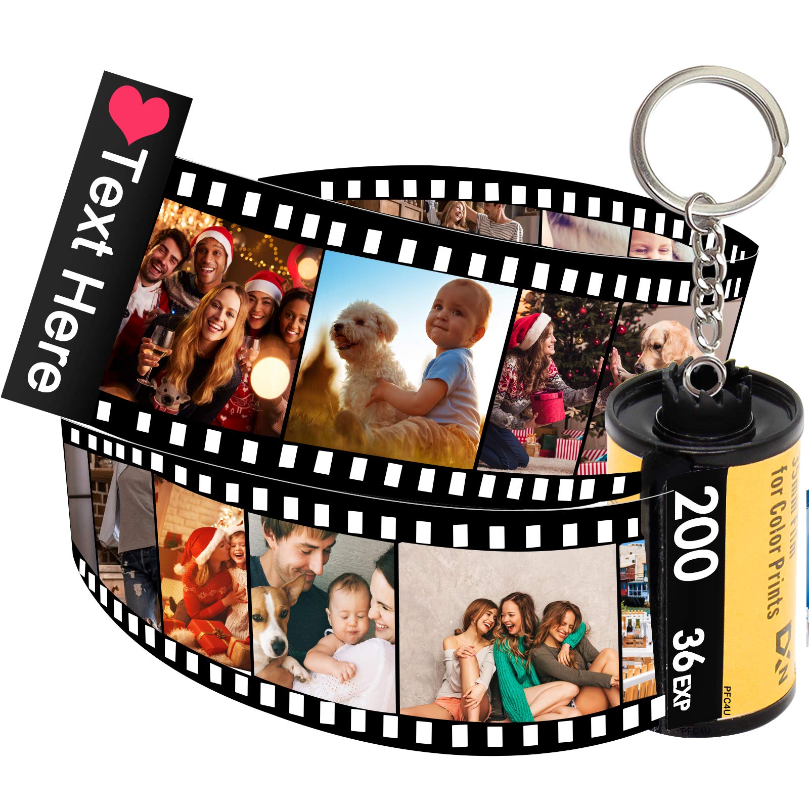 Yananka Personalized Camera Film Roll Keychain with Photo,Custom Personal Roll Keyring,Customized Pictures Gifts for Men Women (10 Photos)