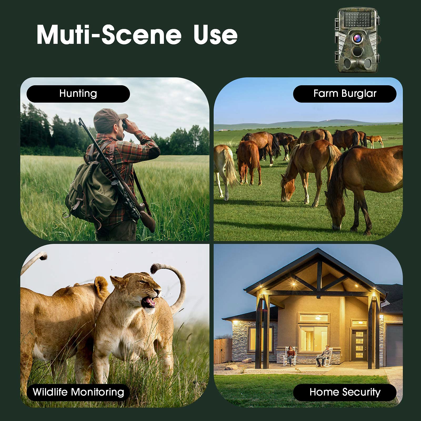 WiFi Trail Camera 4K 32MP Bluetooth Game Camera Phone Hunting Camera with Night Vision 0.2s Activated 120° Detection IP66 Waterproof for Wildlife Deer Scouting Monitoring