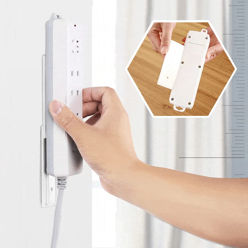 ZUICC 4PCS Self-Adhesive Desktop Socket Fixer,Self Adhesive Power Strip Holder,Plug-in Socket Fixer Bracket Stand,Punch-Free Wall-Mounted Power Strip Holder Mount,Power Strip Wall Mount Fixator