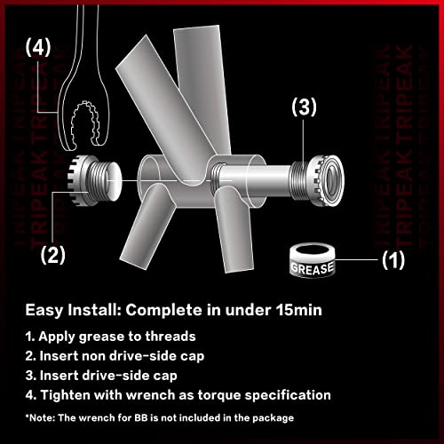 TRiPEAK Bottom Bracket BSA/ITA/C60/CR1/T47, with Ceramic Bearings for 22mm SRAM Dub & 22/24mm GXP Crankset, Threaded BB Compatible with Trek, Giant, Specialized, Canyon, Campagnolo Frame