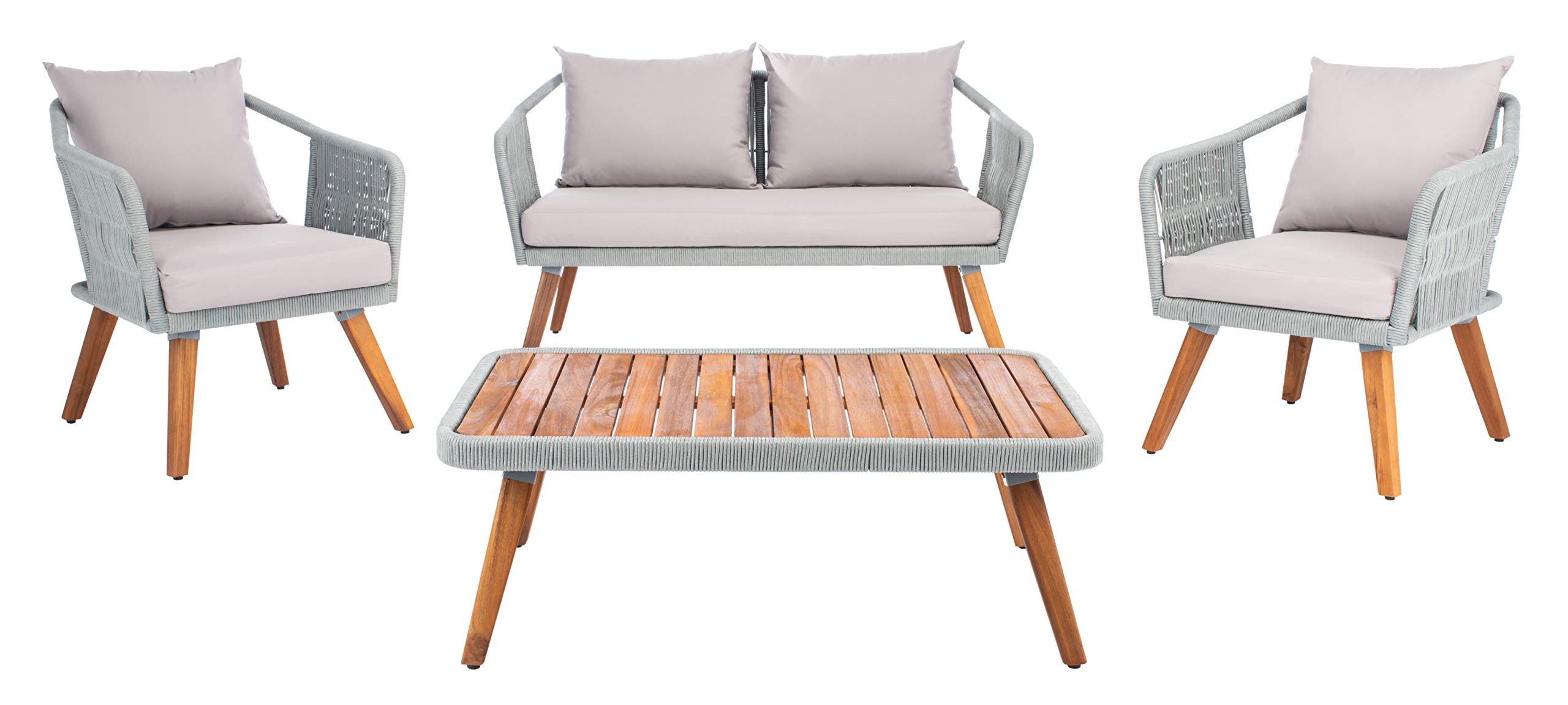 Safavieh Outdoor Collection Raldin Grey Rope 4-Piece Patio Set