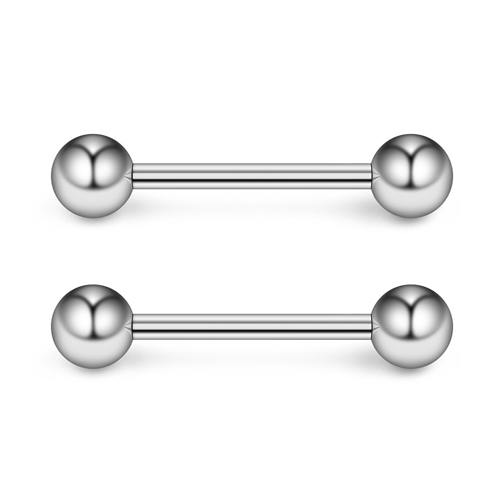 Ruifan Mix Color 316L Stainless Steel Nipple Shield Barbell Ring Bar Body Piercing 16G 16mm 12PCS