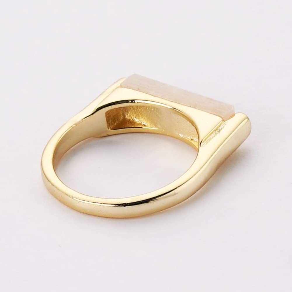 ZENGORI Natural Moonstone Ring Healing Crystal Stone Ring Spiritual Protection Jewelry ZG0463-Moon