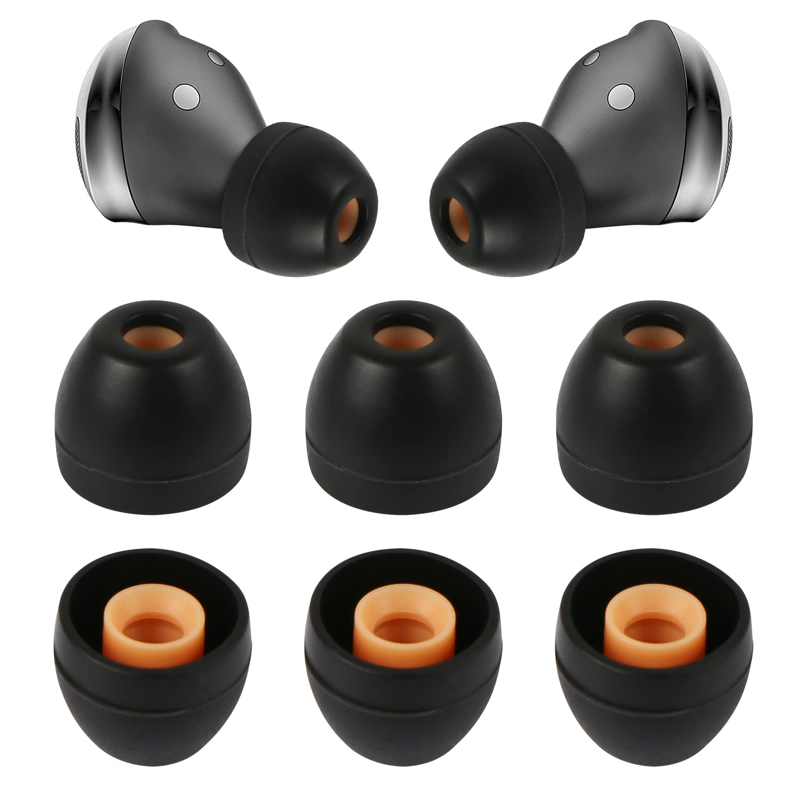 Rieyuf 3 Pairs Replacement Ear Tips Earbuds Eartips Ear Cap Ear Bud Tip Compatible for Sony WF-1000XM4,Powerbeats Pro, BeatsX & Other Inner Hole 3.8mm-4.2mm Earbud in-Ear Headphones, Black (Large)