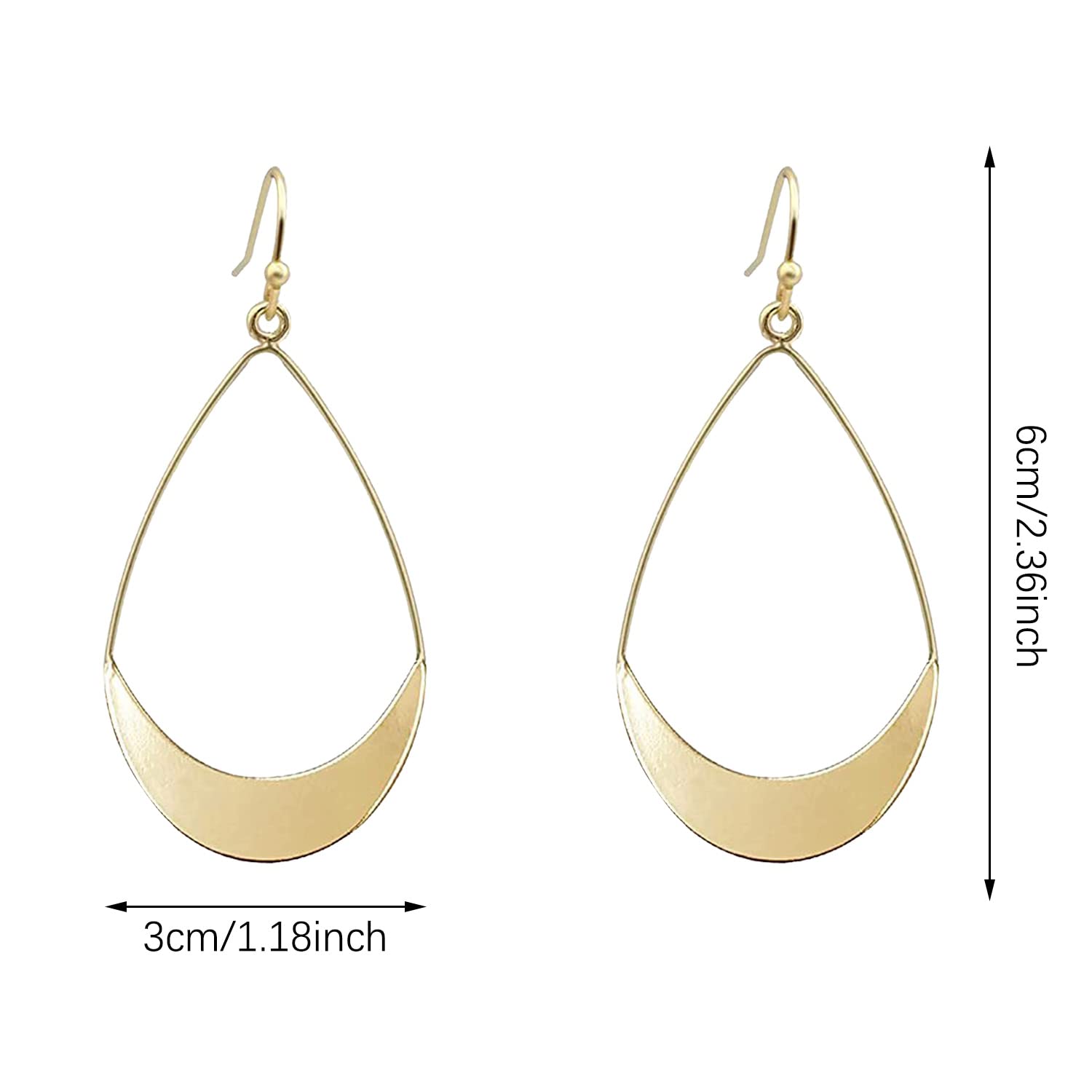 TIANHONGYAN Simple Lightweight Drop Dangle Earrings Boho Gold and Silver Teardrop Earrings for Women Jewelry Gifts (gold)
