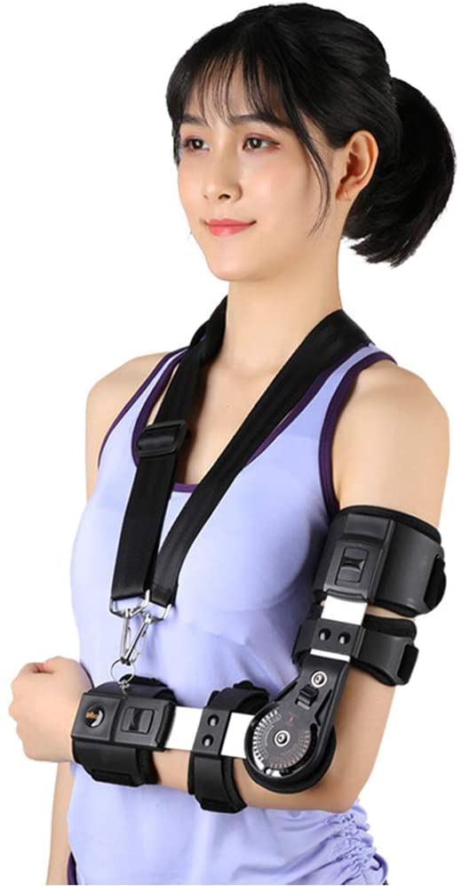 TSUSF Elbow Brace, Adjustable Elbow Joint Fixed Brace Corrective Orthosis Activity Limitation Arm Fracture Protector, Sports Injury Recovery Pain Relief (Size : Left)