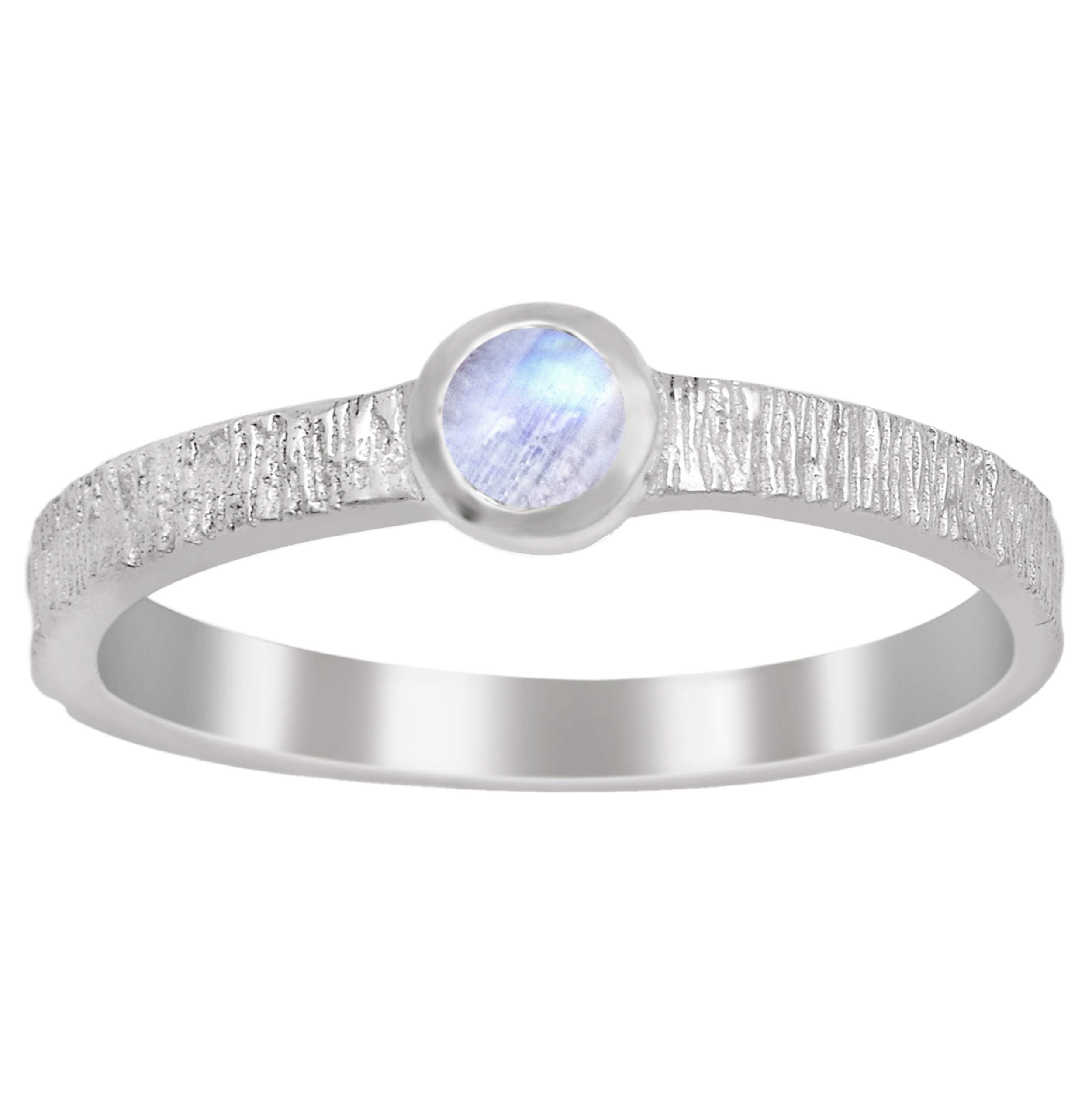 Shine Jewel Mini Rainbow Moonstone 925 Sterling Silver Stackable Women Engagement Ring (8.5)