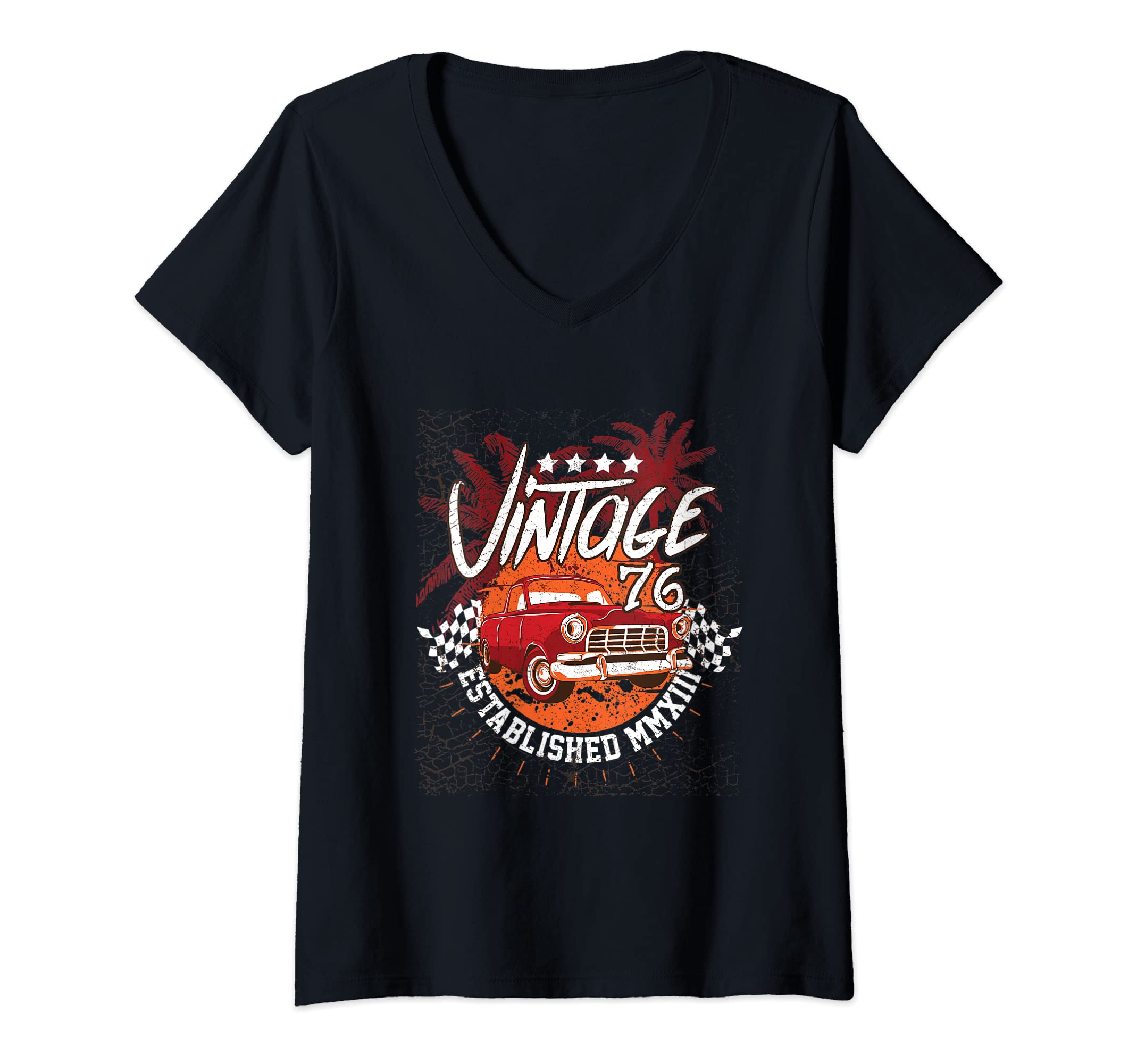 Womens Car - Hot Rod Classic Vintage Car V-Neck T-Shirt