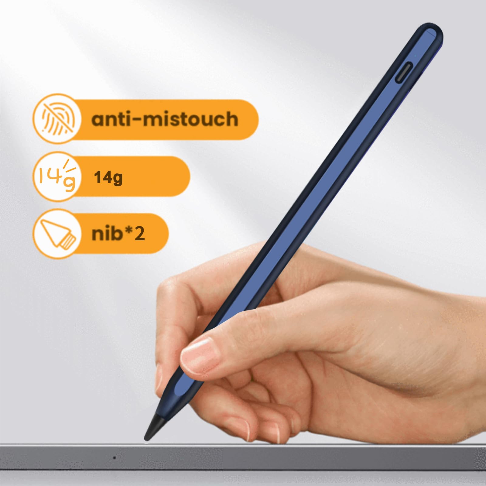Stylus Pen for Apple iPad 13/12.9/11-inch, iPad Air M2 2024 for 13/11-inch, iPad Pro Pencil 3/4/5/6th Generation, iPad 10th-6th Gen, Compatible (2018-2024) with Fast Charging & Palm Rejection
