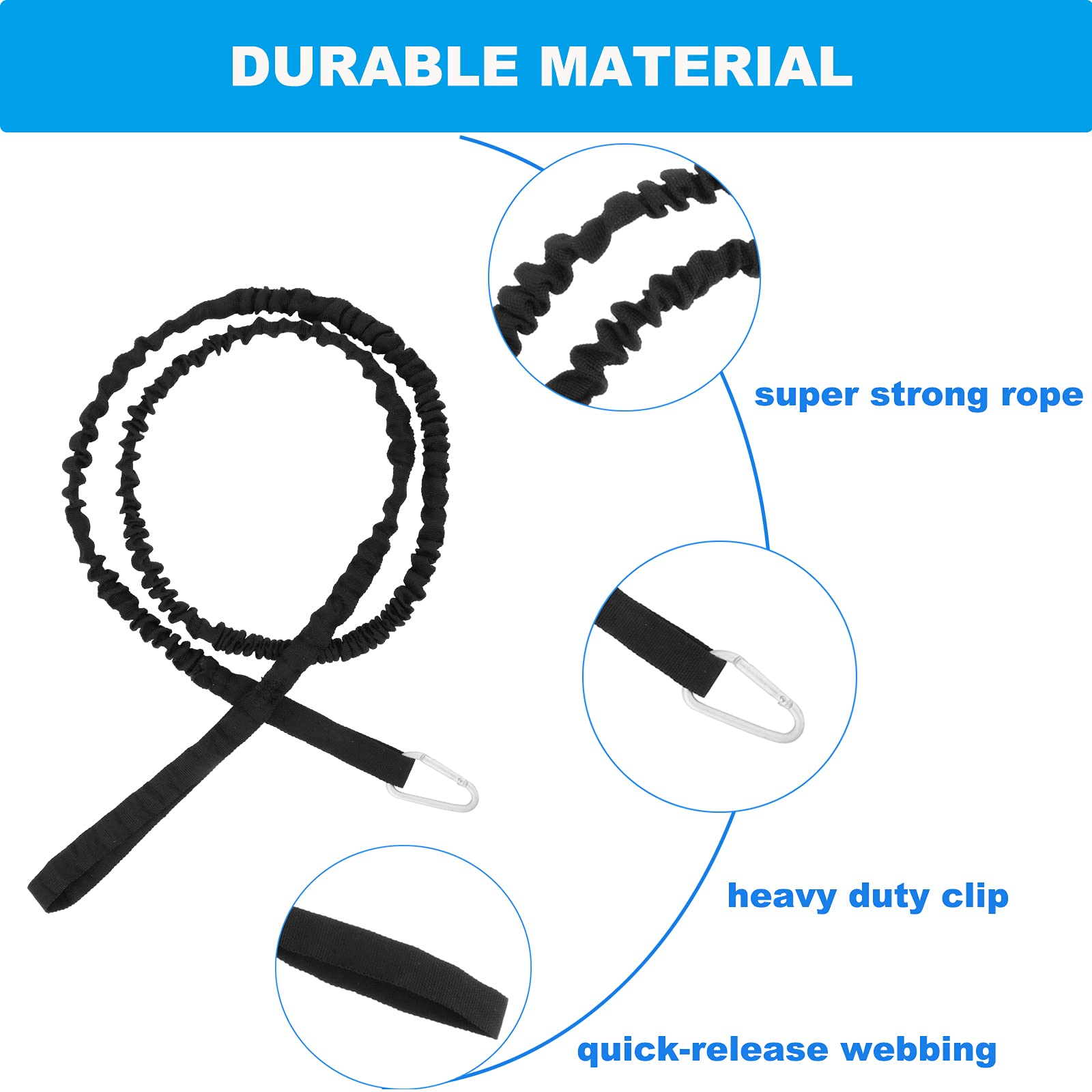 YUNNLEZT Black Stretchable Kayak Paddle Leash Lanyard Stretchable Coiled Lanyard for Fishing Rod, SUP Paddles, Paddle Board, Kayaking, Canoe