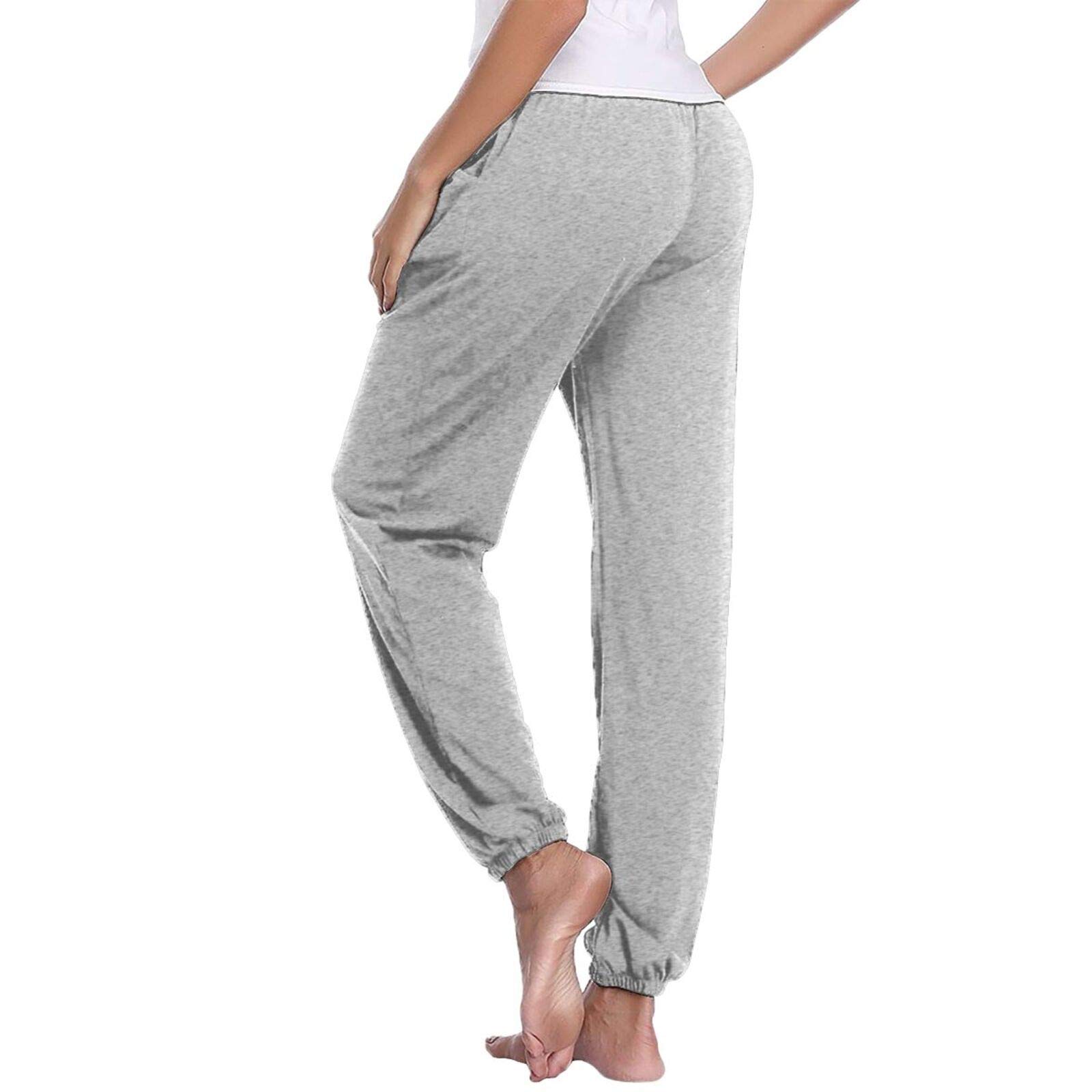 White Weed Leaf Women's Casual Yoga Sweatpants Athletic Workout Elastic Waist Jogger Pants Large