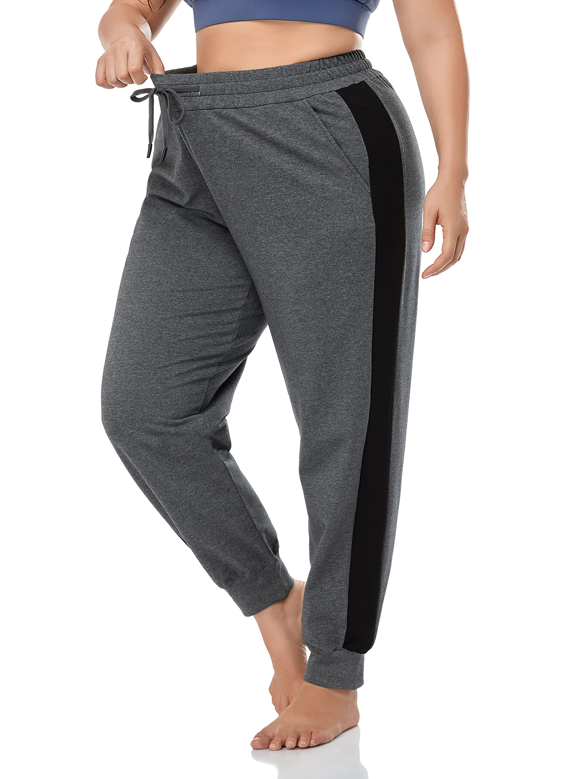 ZERDOCEAN Women's Plus Size Sweatpants Jogger Workout Pants Active Wear Casual Lounge Pants Drawstring Dark Gray 2X
