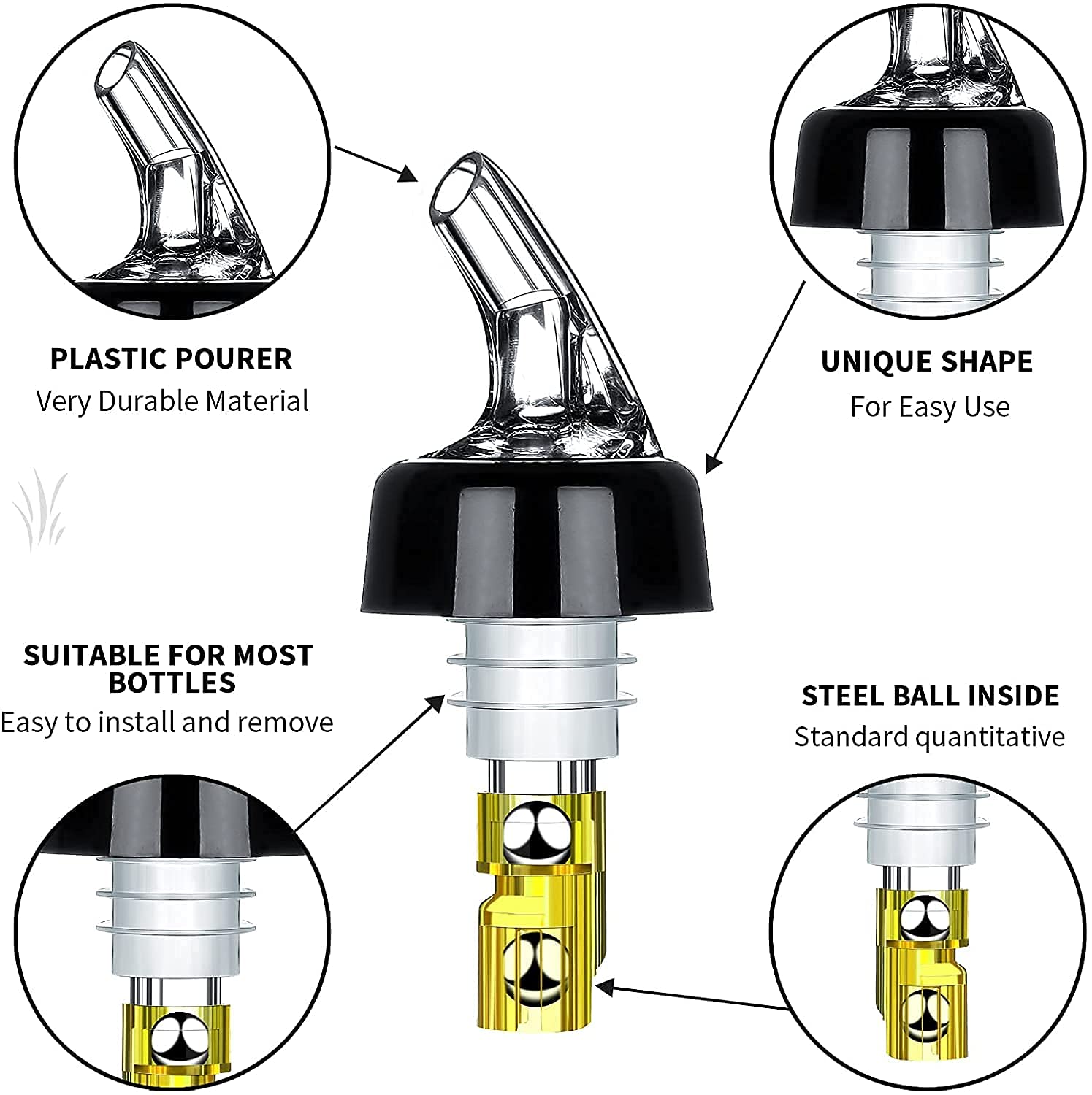 SuproBarware Shot Glass Set of 36 Heavy Base Shot Glass Bulk 2 oz Plus Measured Liquor Bottle Pourers 12Packs β 1oz/30ml