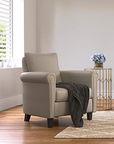 Serta Jackson Contemporary Accent Chair, Fabric Upholstery with Padded Round Arms, Deep Comfortable Seat and Pillow Back, Taupe