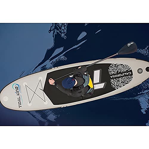 Tidal King California 10' 6” x 33” Wide & Extra Stable Stand Up Paddle Board ISUP - with Adjustable Paddle, Pump, Leash & Backpack - Standard SUP or Kayak Option